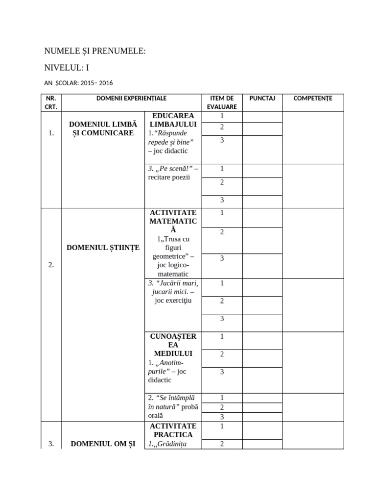 Raport Individual Evaluare Initiala | PDF