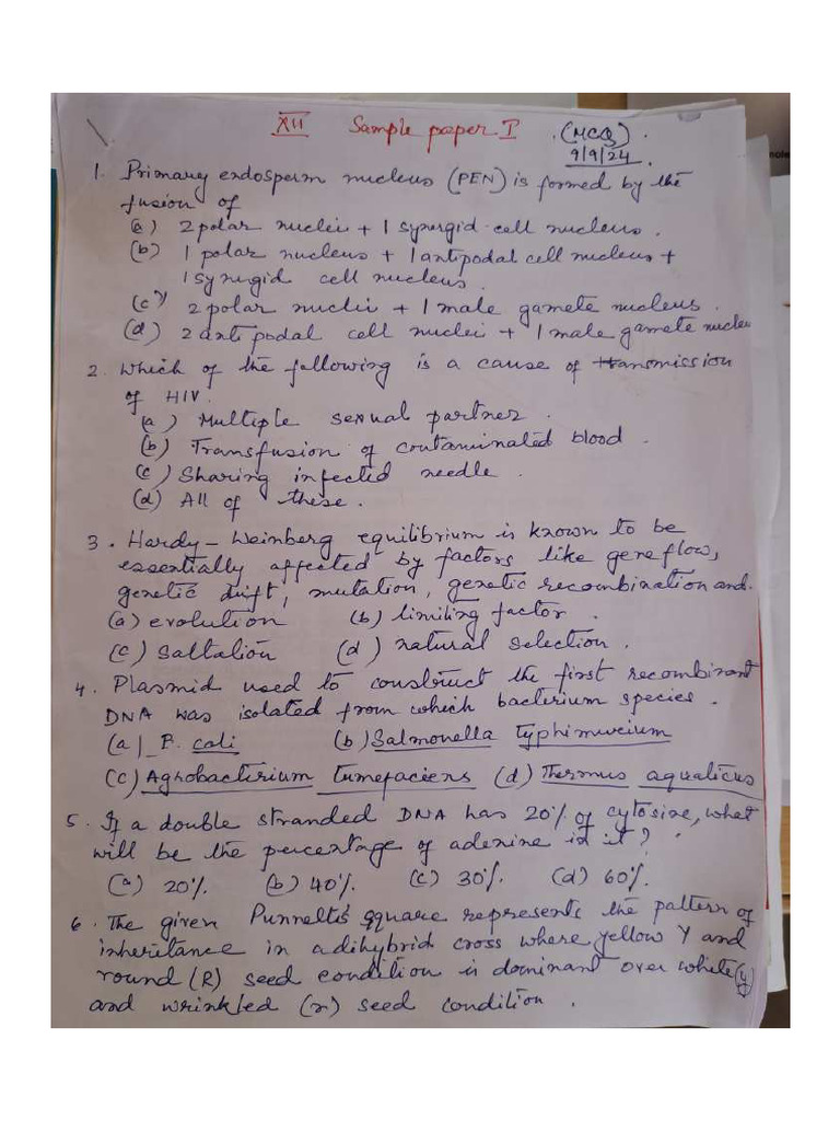 Sample Paper 1, MCQ | PDF