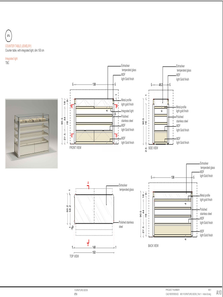 Counter Table (Jewelry) : Furniture Book Cad Reference Project Number M01-FURNITURE BOOK - Part ...