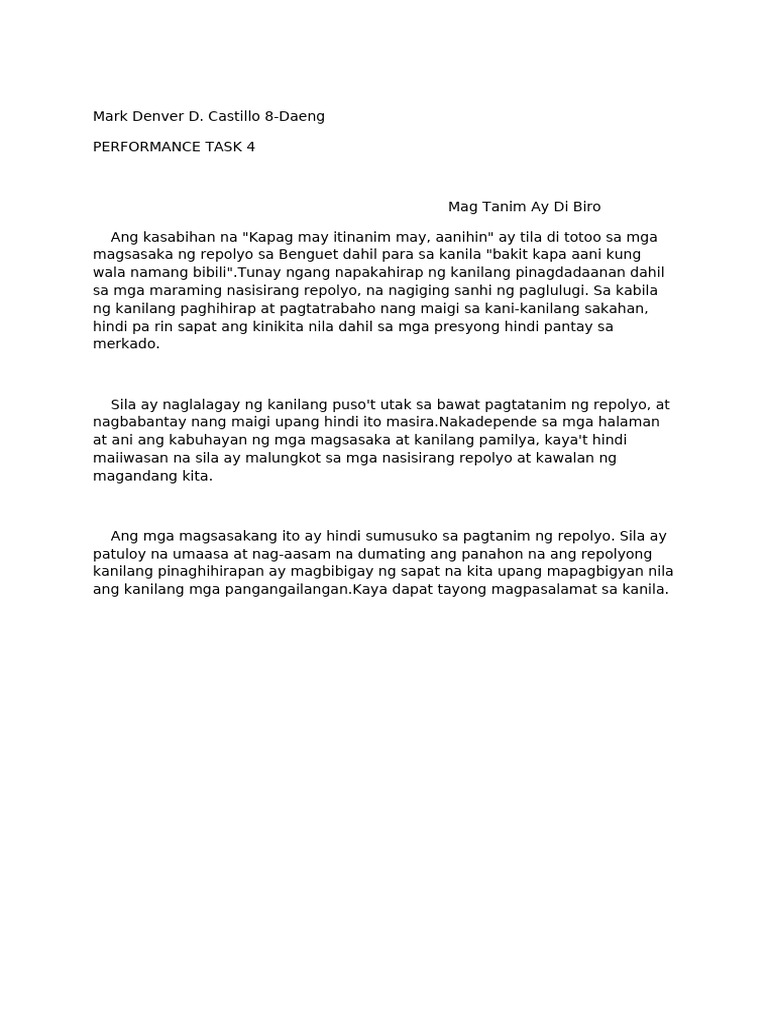 FILIPINO PERFORMANCE TASK 4.-WPS Office | PDF