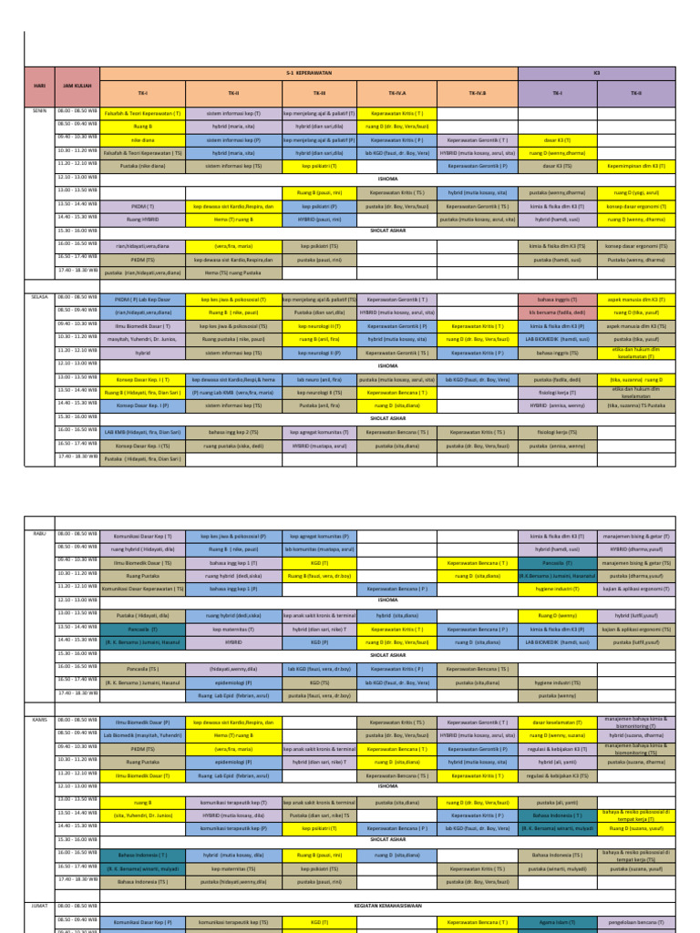 Jadwal Ganjil 2024-2025 Skep & K3 | PDF