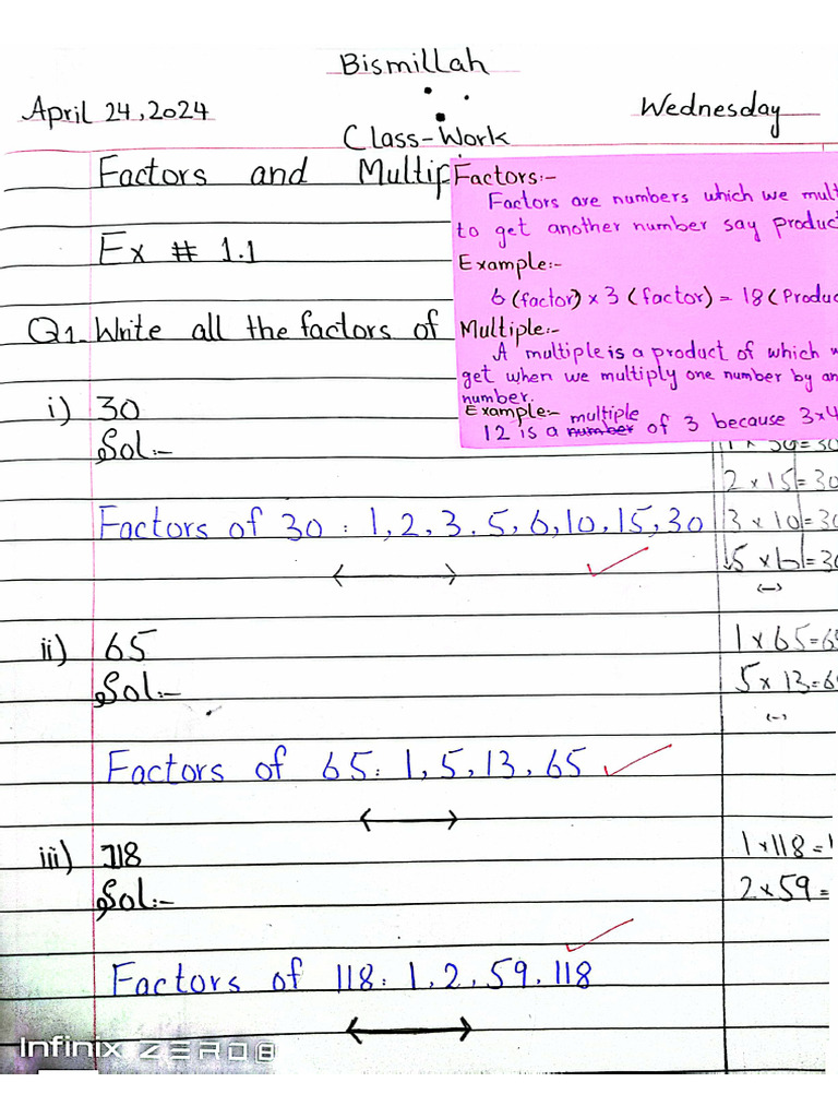 Maths Notebook Work For Grade 6 - 1 | PDF