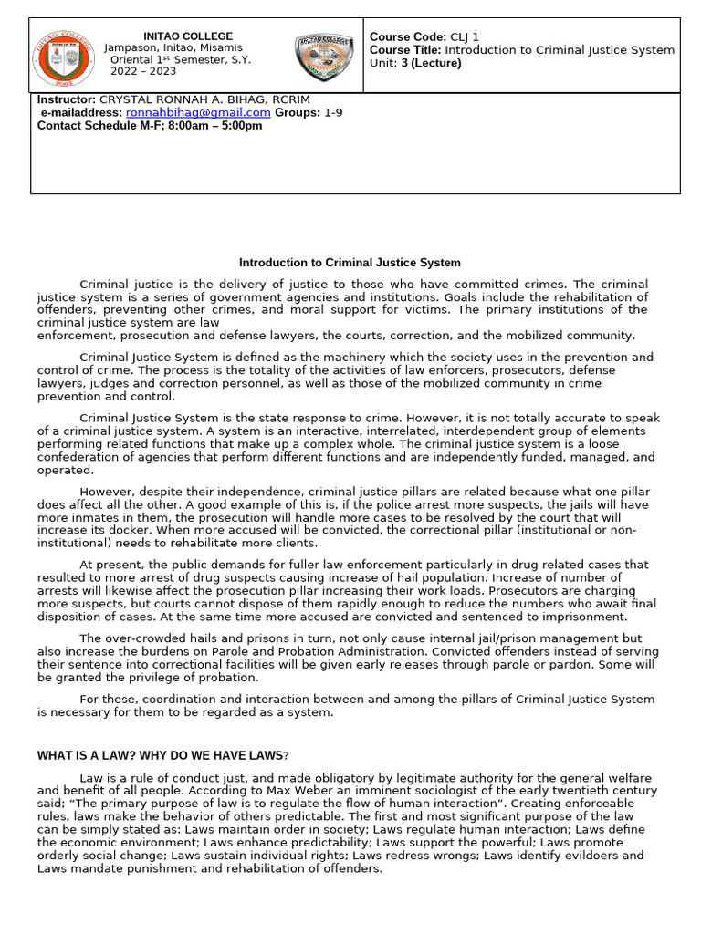 CLJ 1 Handouts Prelim | PDF