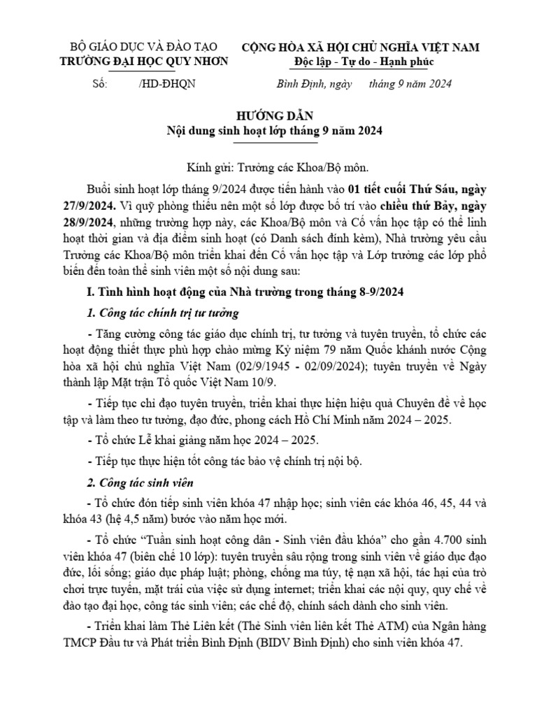 N I Dung HD SHL 9.2024 | PDF