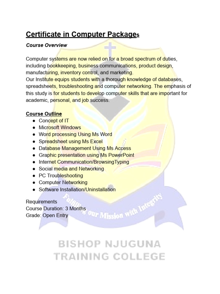 Computer Packages Course Outline | PDF