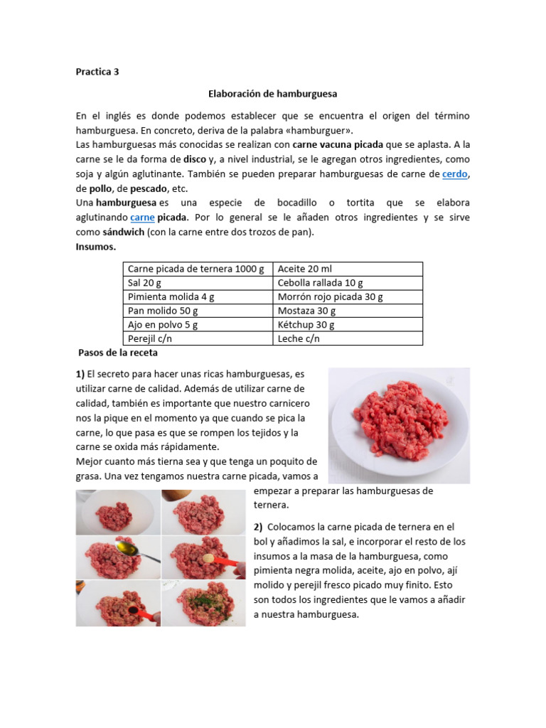 Practica 3 Hamburguesas | PDF