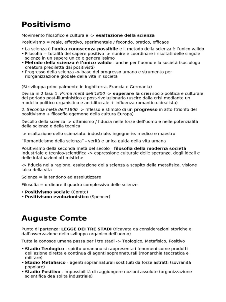 Positivismo + Comte | PDF