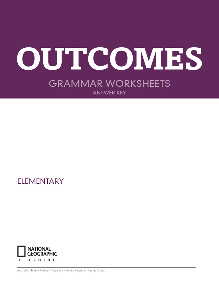 Elementary Grammar Worksheets Answer Key | PDF