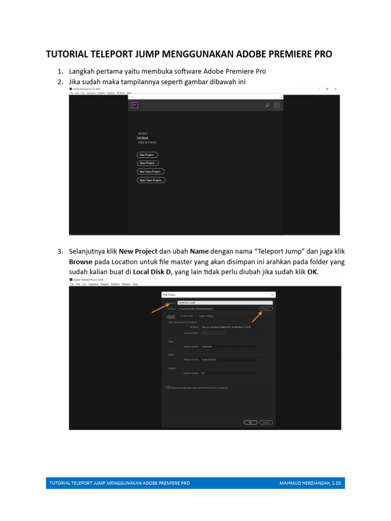 Tutorial Teleport Jump Menggunakan Adobe Premiere Pro | PDF
