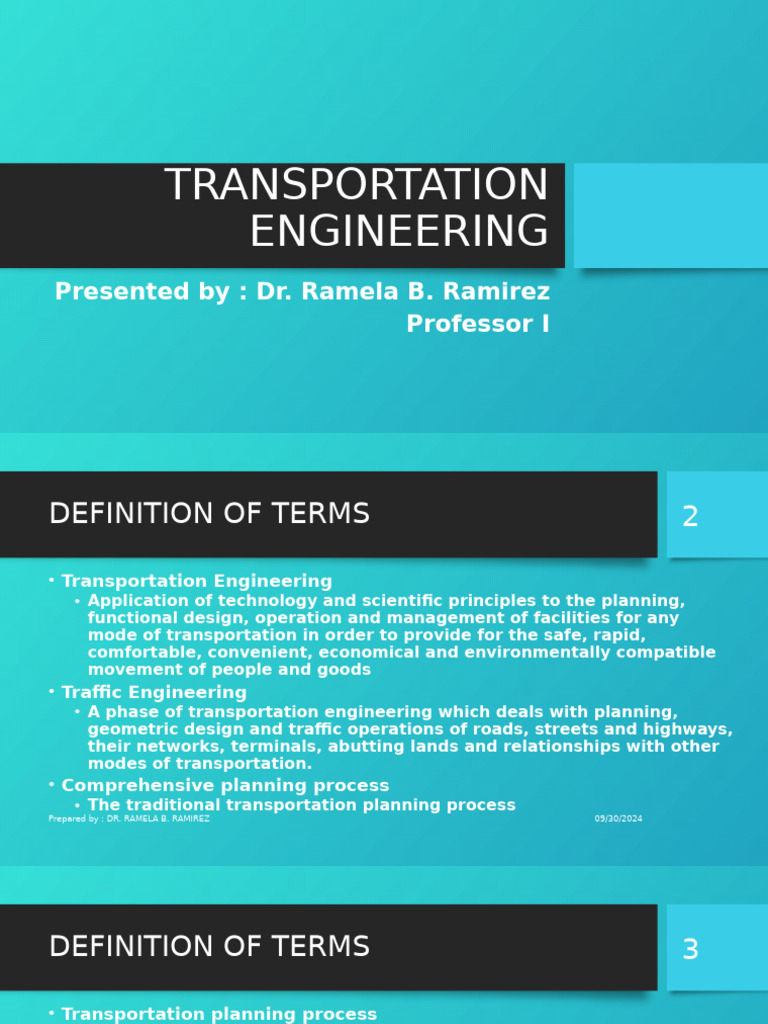 Introduction To Transpo. Engg | PDF