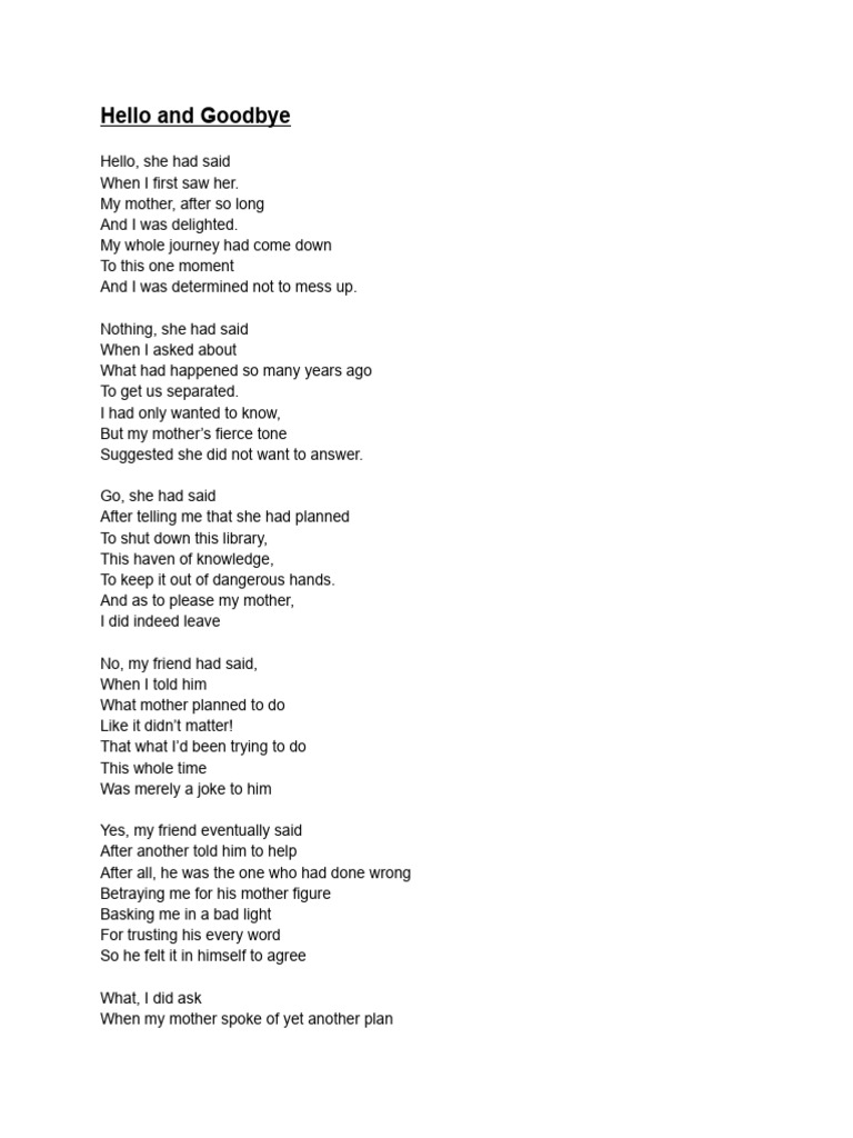 Hello and Goodbye | PDF | Mystery, Thriller & Crime Fiction