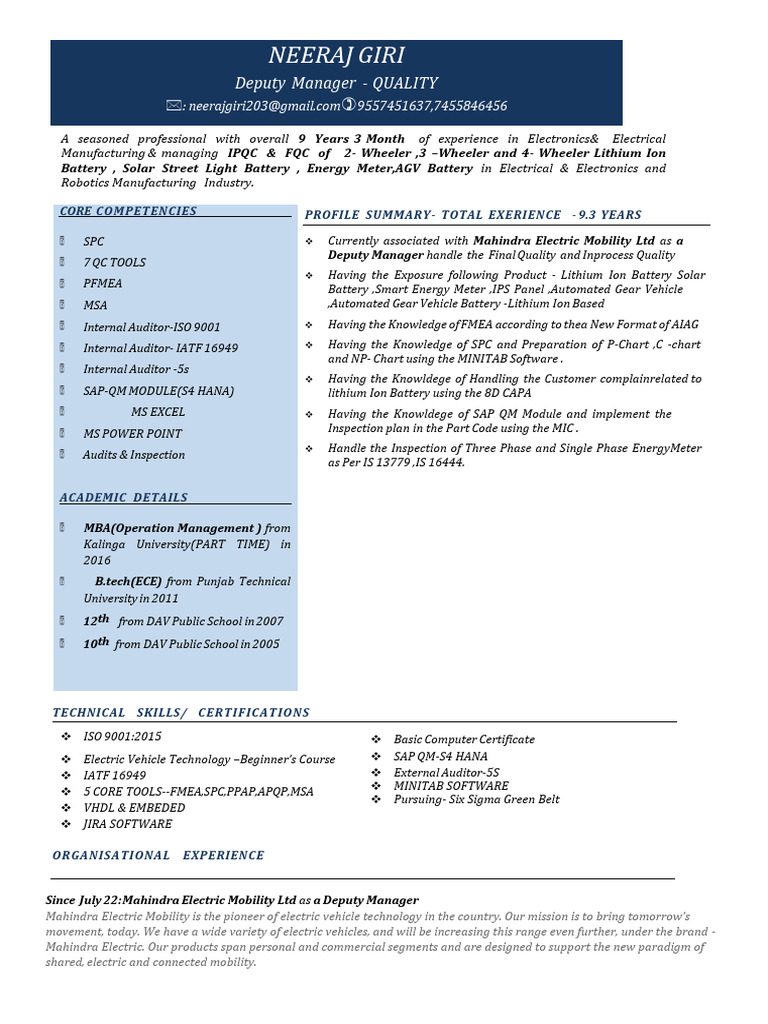 Neeraj Giri Resume Quality 1 | PDF