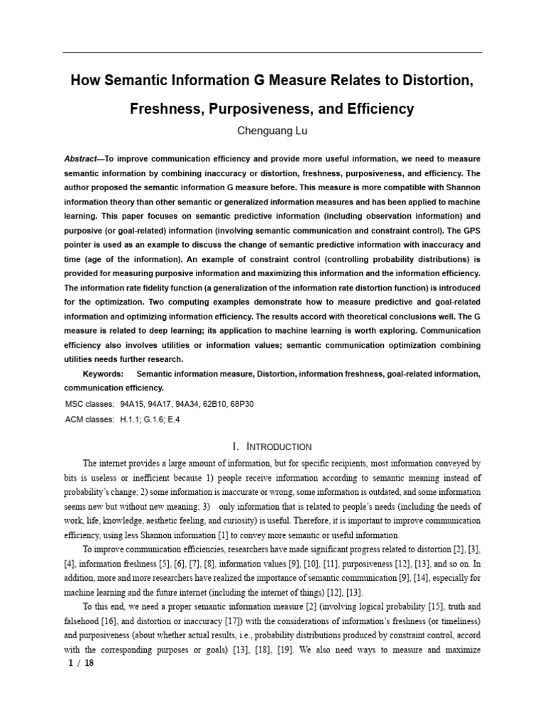 How Semantic Information G Measure Relates To Distortion, Freshness ...