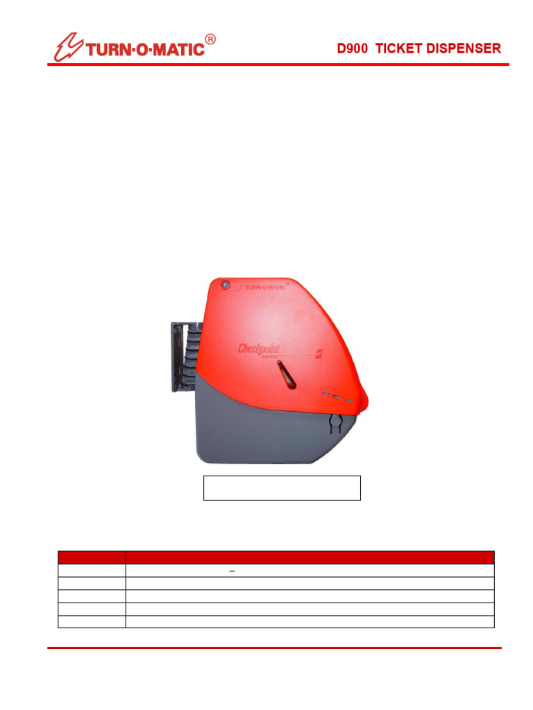 d900 Ticket Dispenser Manual | PDF