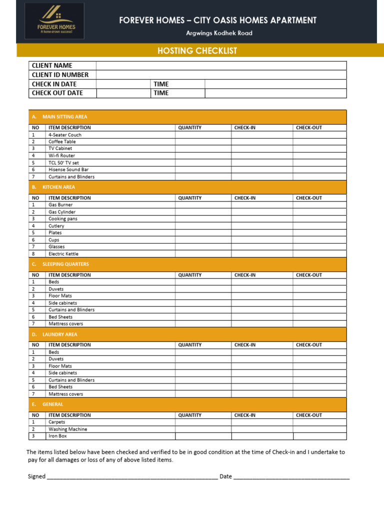 Forever Homes - Hosting Checklist | PDF