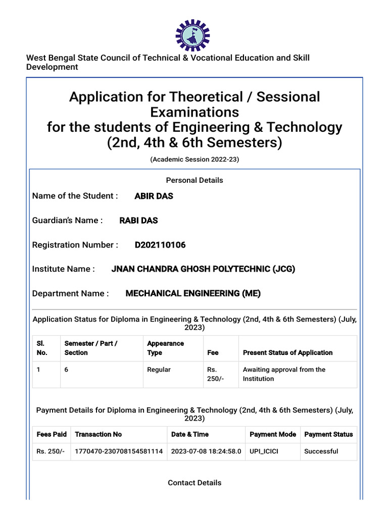 Examination Form Fillup | PDF