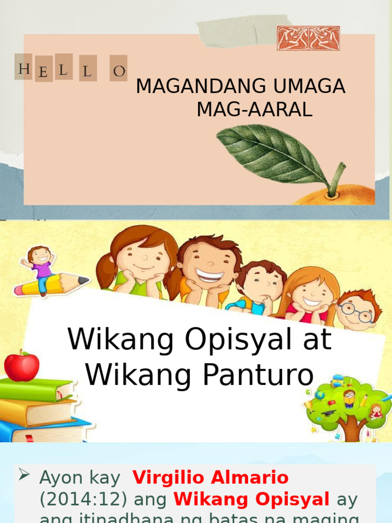 Wikang Opisyal at Wikang Panturo | PDF