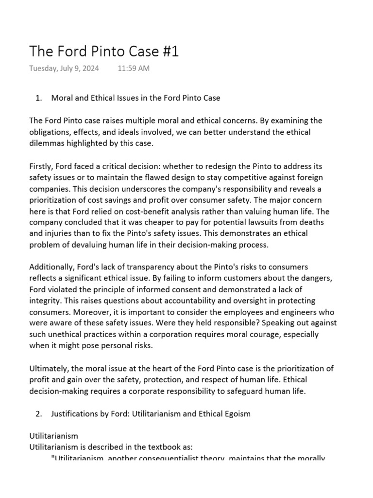 The Ford Pinto Case 1 | PDF