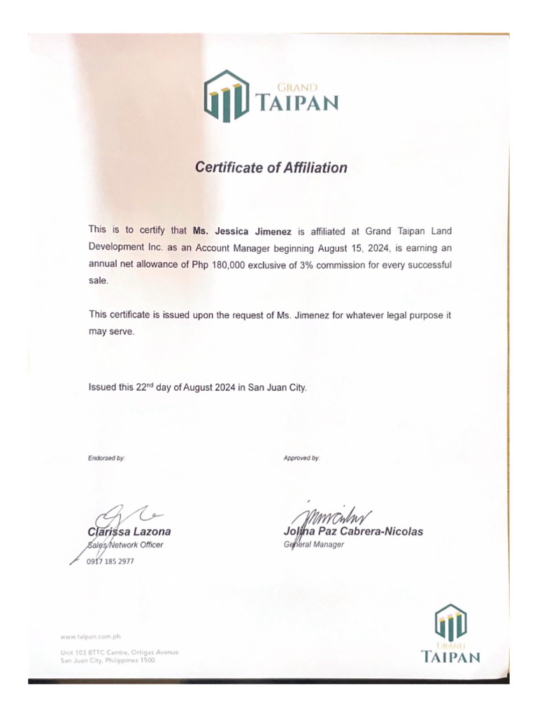 Certificate of Affiliation | PDF