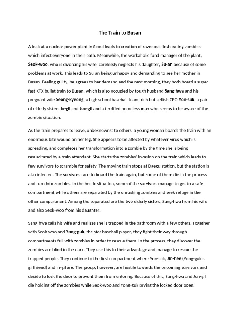 Train To Busan - ADJECTIVES For Narrative Essays | PDF