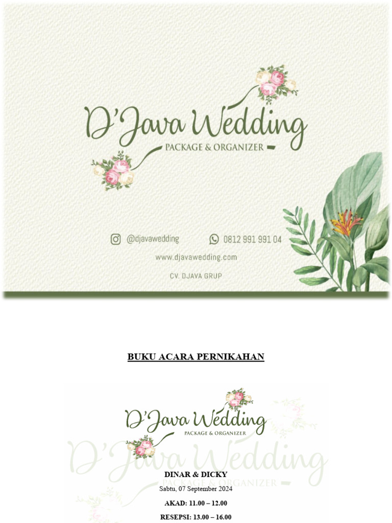 Buku Panduan Akad Nikah & Resepsi Dinar&dicky by Djava | PDF