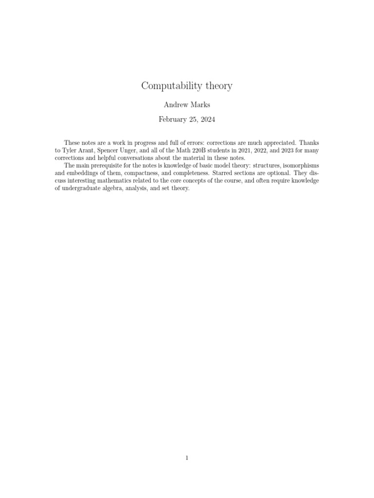 Computability Notes V1 Pdf