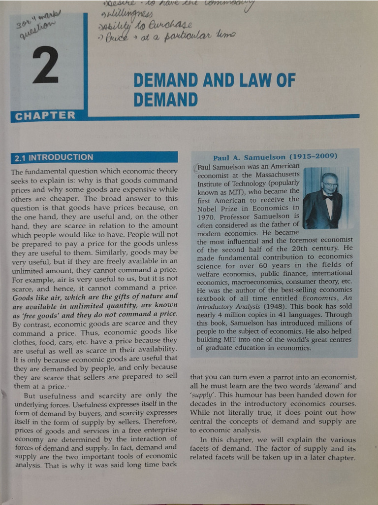 Economics Chapter Demand and Law of Demand | PDF