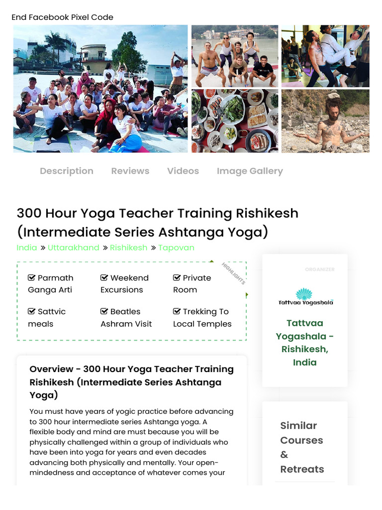 300 Hour Yoga Teacher Training Rishikesh (Intermediate Series Ashtanga Yoga) - YogTravel | PDF