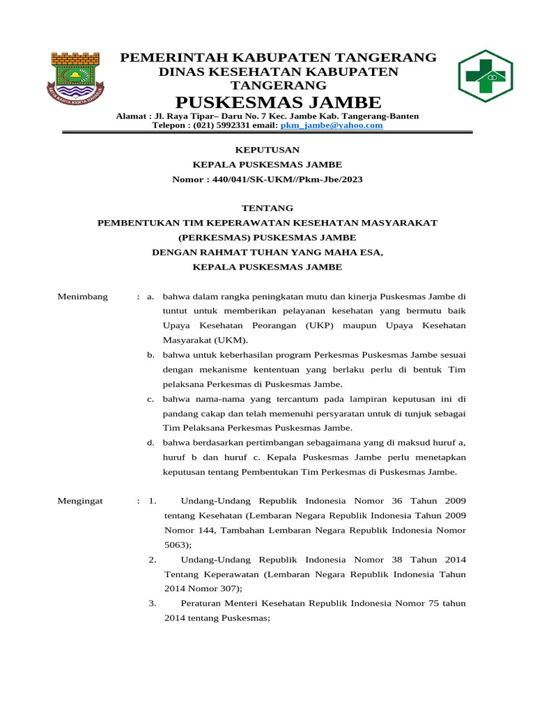 SK Perkesmas 23 | PDF