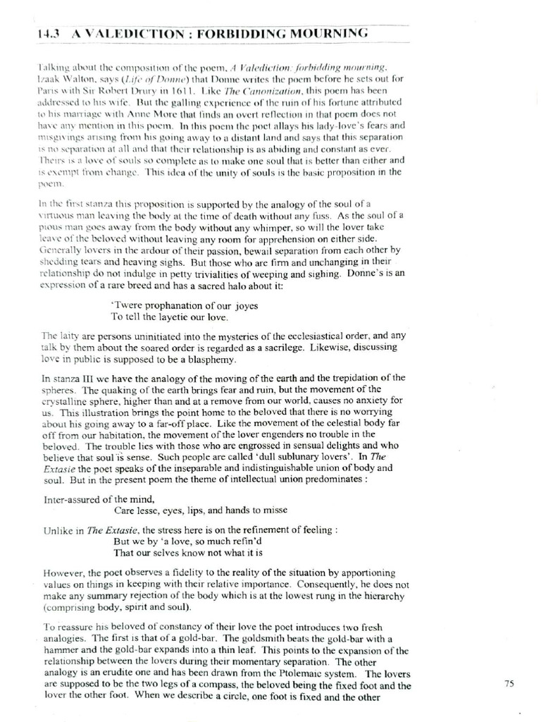 A Valediction Critical Analysis | PDF