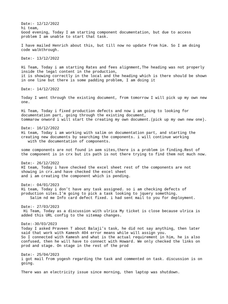 Daily Status Update | PDF