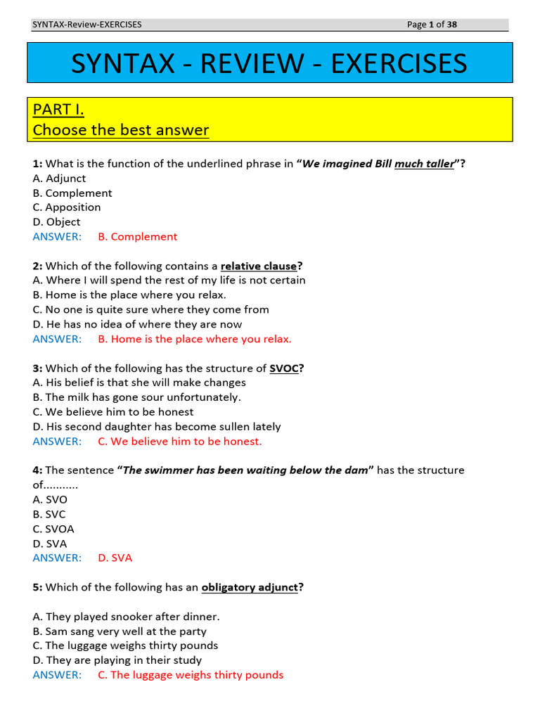 Syntax Review FULL | PDF