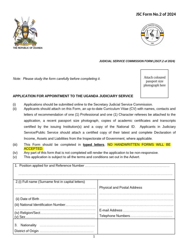 JSC APPLICATION FORM No 2 of 2024 1 | PDF