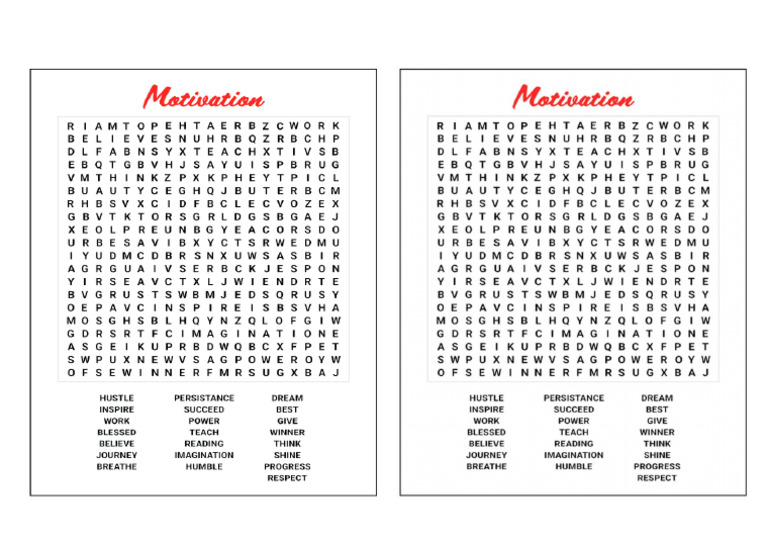 Word Search Motivation | PDF