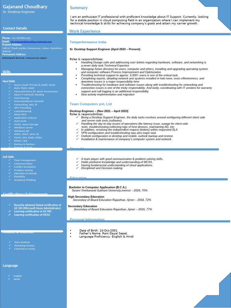 Resume Gajanand | PDF