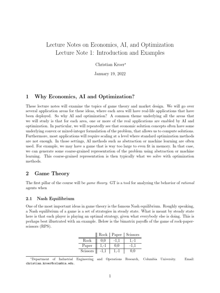 Lecture Note 1 Introduction | PDF