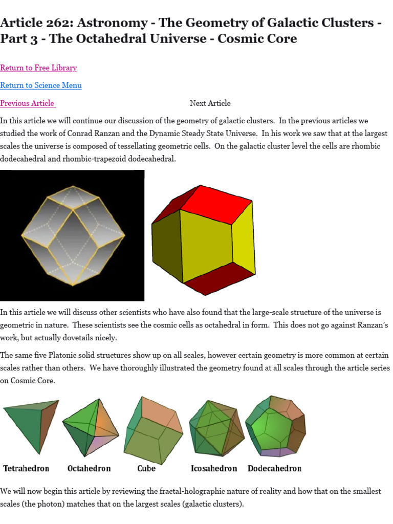 Astronomy - The Geometry of Galactic Clusters - The Octahedral Universe ...