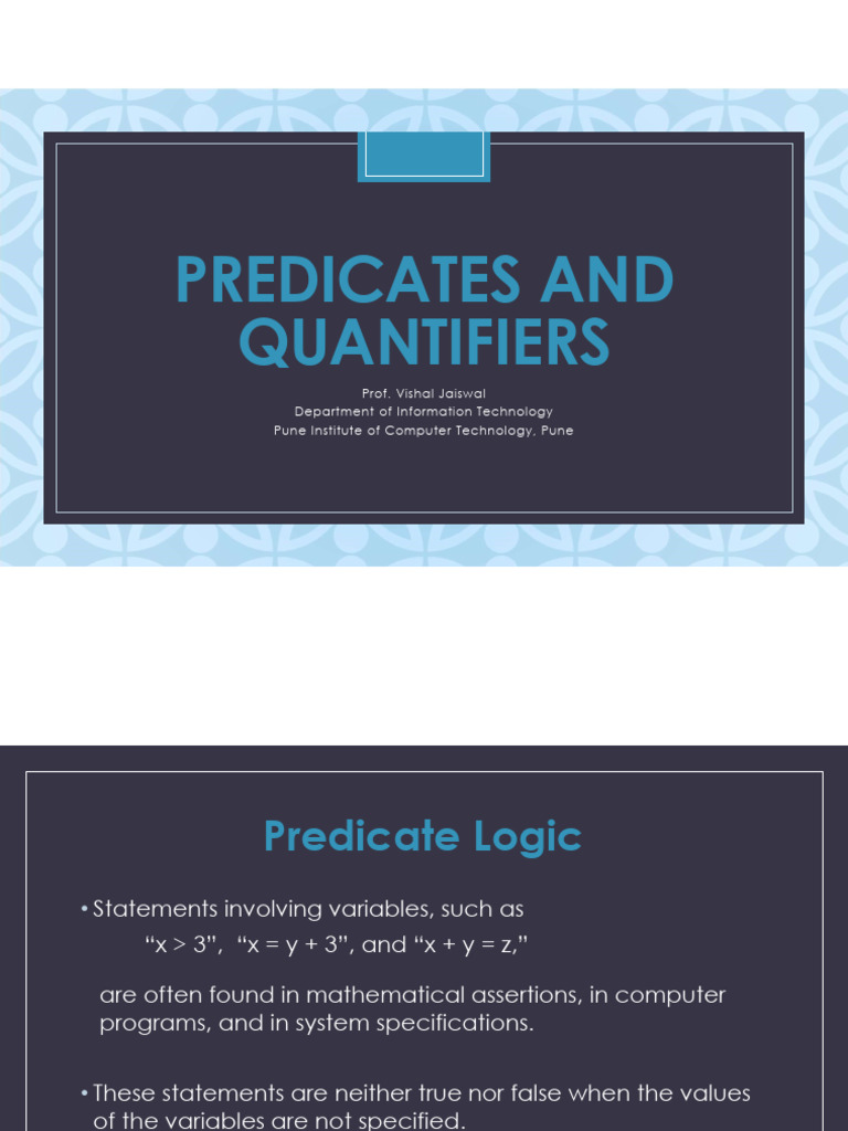 Predicates And Quantifiers Pdf