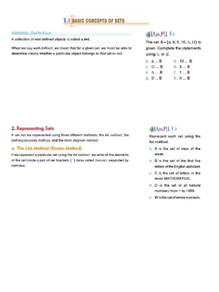 1 Basic Consepts of Sets | PDF