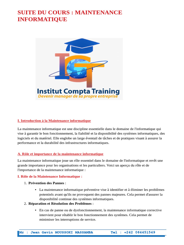Cours 2 Maintenance Informatique | PDF