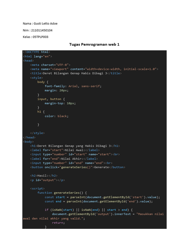 Pemrograman Web 1 Pert17 - Gusti Letto Adoe | PDF | Metode & Bahan Ajar | Teknologi & Rekayasa