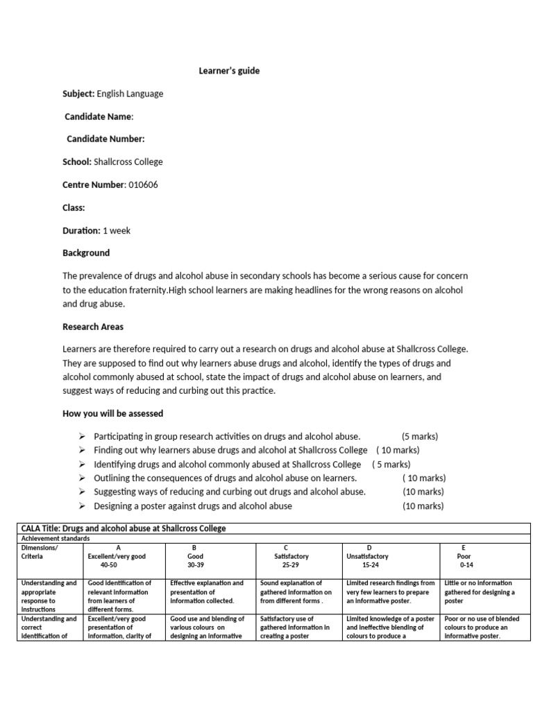 English Language Cala 2023-2024 (O Level) - 1 | PDF