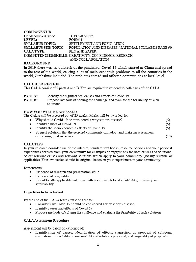 O'Level Geography Cala 2-B 2024 | PDF