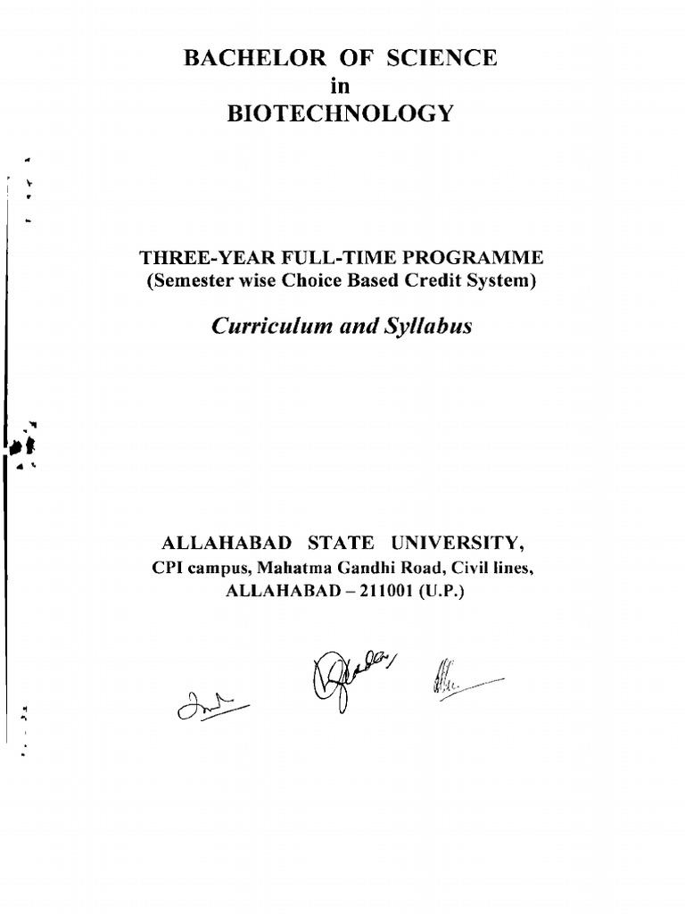 B.sc. in Biotechnology Syllabus | PDF