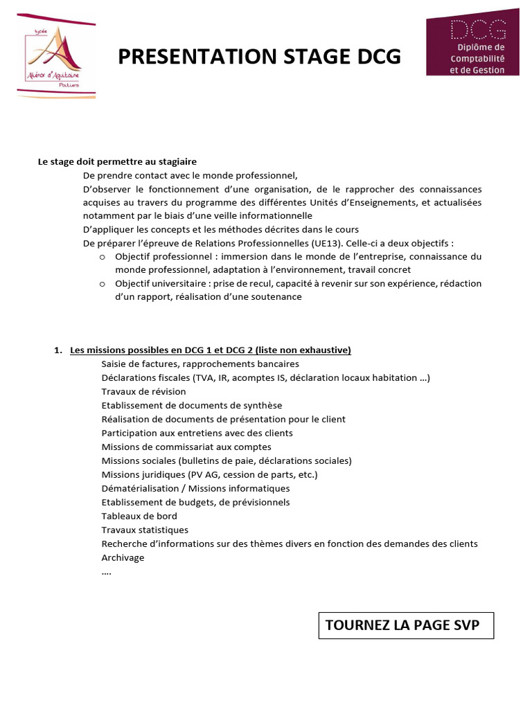 Présentation STAGE DCG | PDF