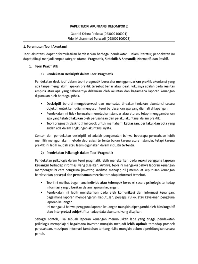 Paper Teori Akuntansi Kelompok 2 | PDF | Generally Accepted Accounting ...