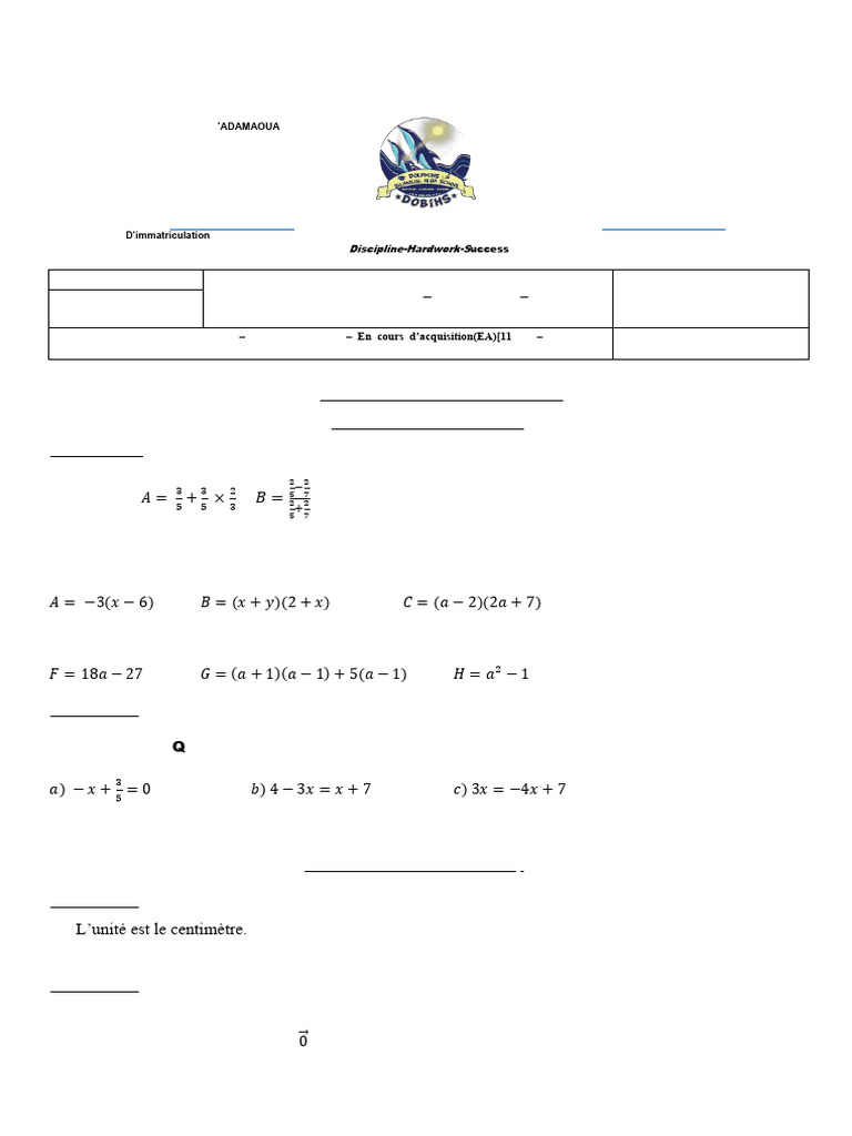 Epreuve4 de 4eme Maths | PDF | Mathématiques élémentaires | Mathématiques