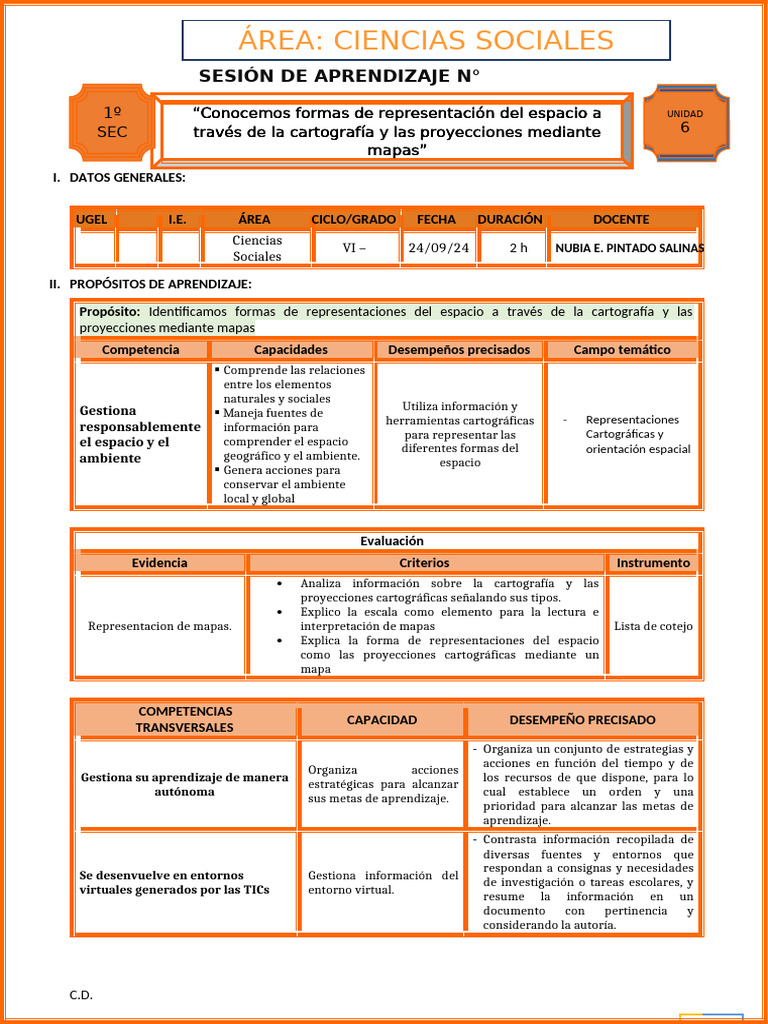 Sesion de Aprendizaje Sesion2 Sem 1 Exp 1 1 | PDF