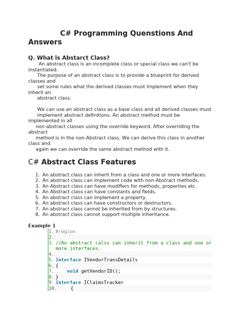 C# Questions and Answers | PDF