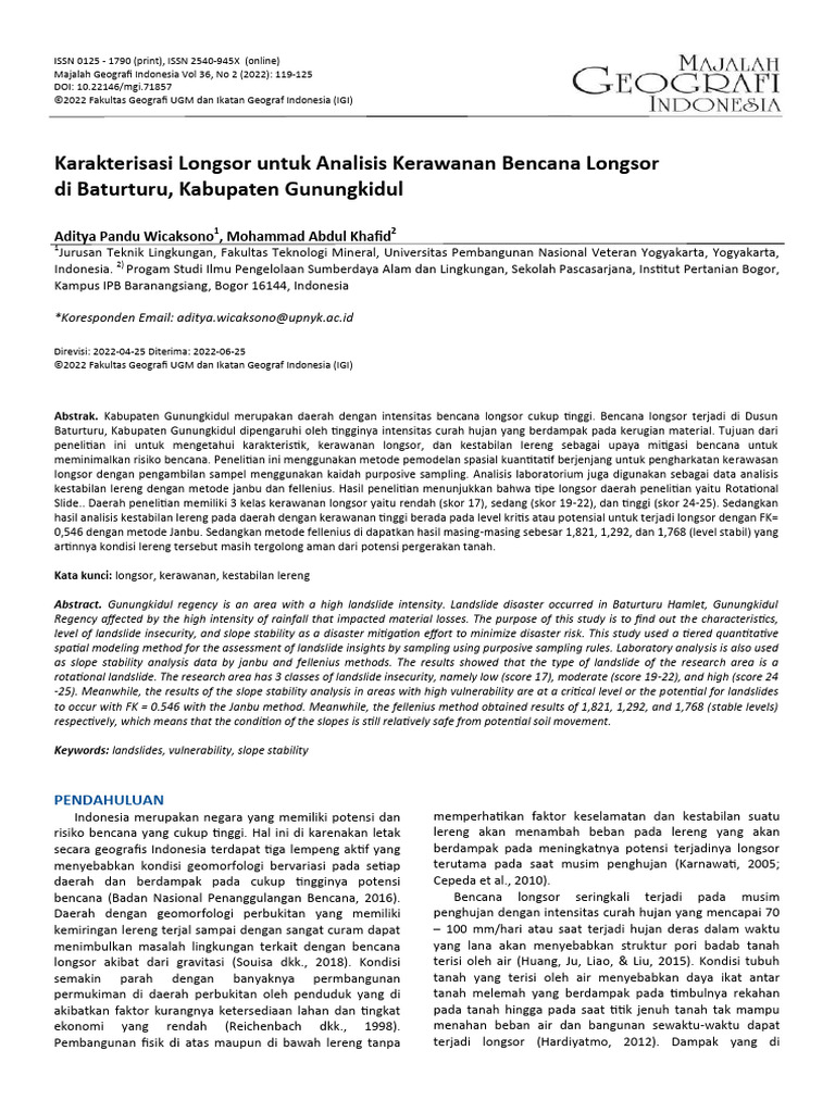 Karakterisasi Longsor Untuk Analisis Ker | PDF